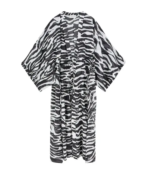 Attico Zebra-printed Semi-sheer Beach Cover-up - Black