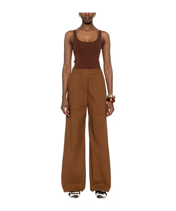 FORTE_FORTE Elasticated Waistband Wide-leg Trousers
