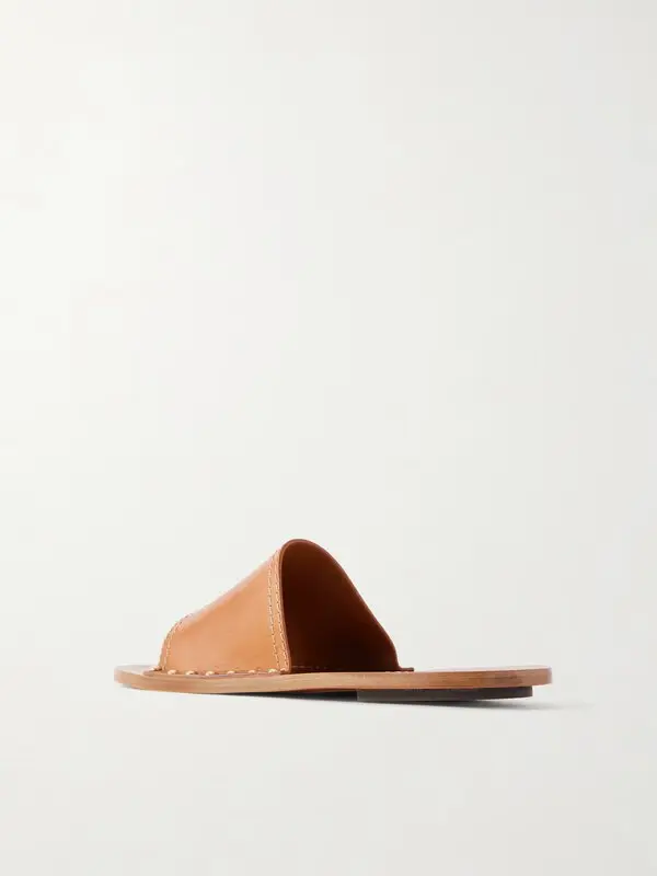 TOTEME Studded Leather Slides - Tan