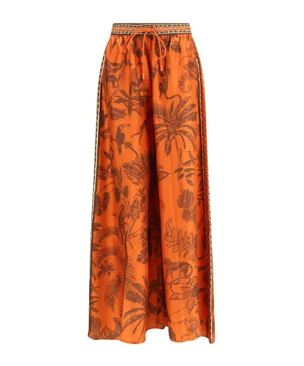 ALEMAIS Monkey Dance Printed Palazzo Pants - Red