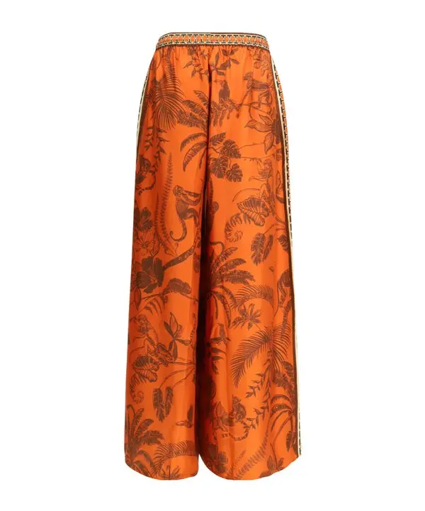 ALEMAIS Monkey Dance Printed Palazzo Pants - Red