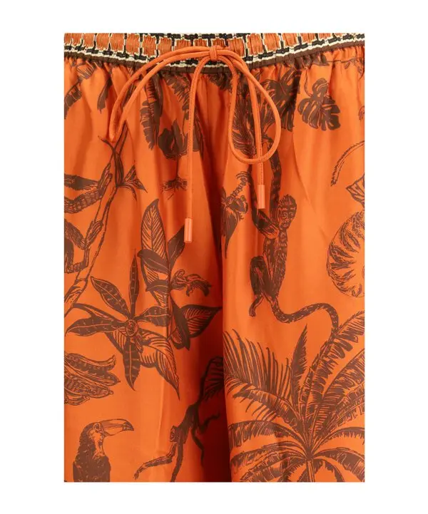 ALEMAIS Monkey Dance Printed Palazzo Pants - Red