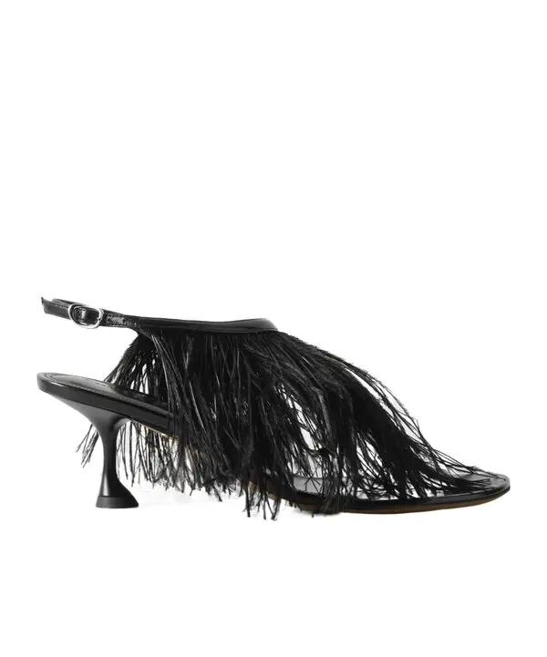 Proenza Schouler Feather-decorated High-heeled Sandals - Black