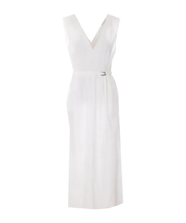 Patrizia Pepe Belted V-neck Maxi Dress - White