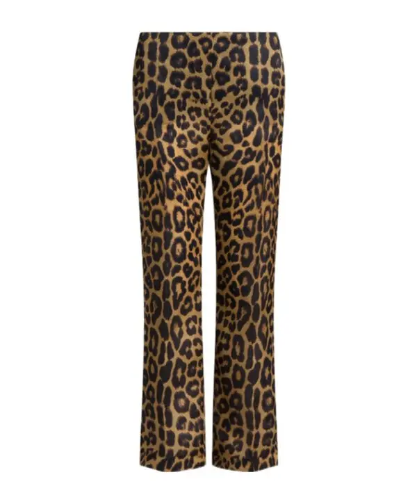 Alberta Ferretti Leopard Print Silk Organza Trousers - Brown