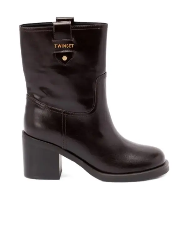 TWINSET Block-heel Leather Boots - Black