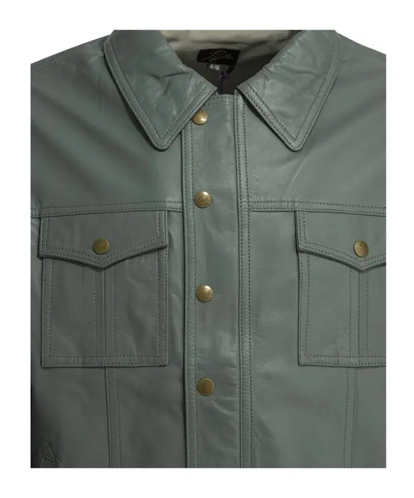 Needles Leather Jacket With Zippered Cuffs