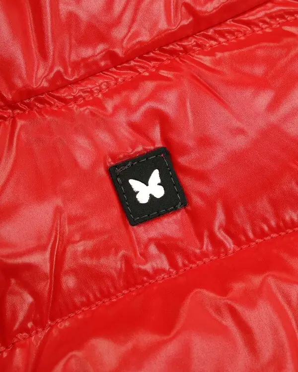 Max Mara Hooded Quilted Down Jacket With Fur Trim - Red