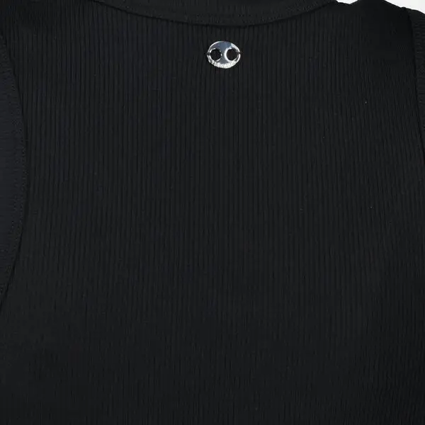 Rabanne Ribbed Tank Top With Eyelet Detail - Black