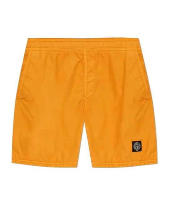 Stone Island Logo Patch Swim Shorts - Orange