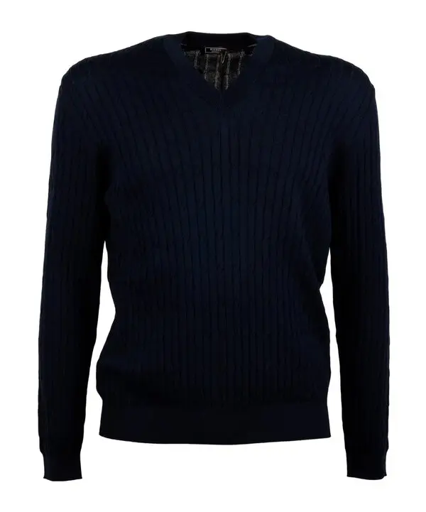 Peserico Cable Knit V-neck Sweater