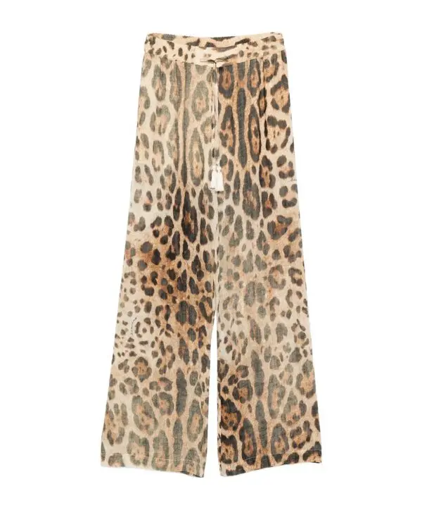 ERMANNO FIRENZE Leopard Print Wide-leg Trousers