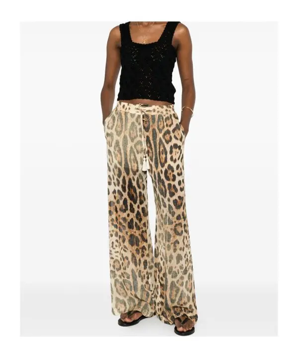 ERMANNO FIRENZE Leopard Print Wide-leg Trousers