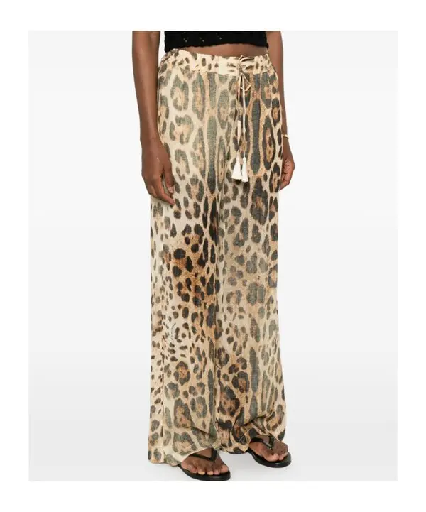 ERMANNO FIRENZE Leopard Print Wide-leg Trousers