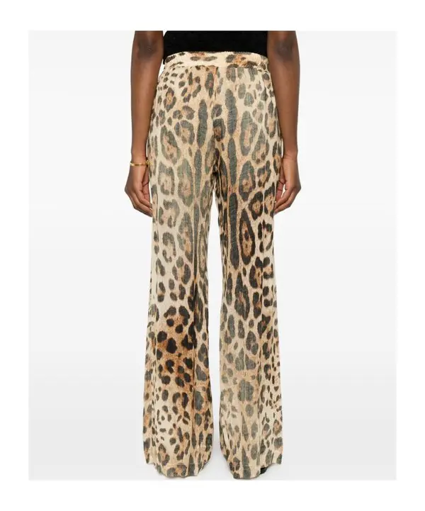 ERMANNO FIRENZE Leopard Print Wide-leg Trousers