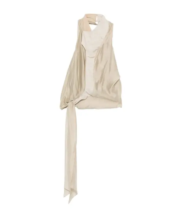 ENTIRE STUDIOS Halterneck Tie-front Top With Asymmetrical Hem - 6311