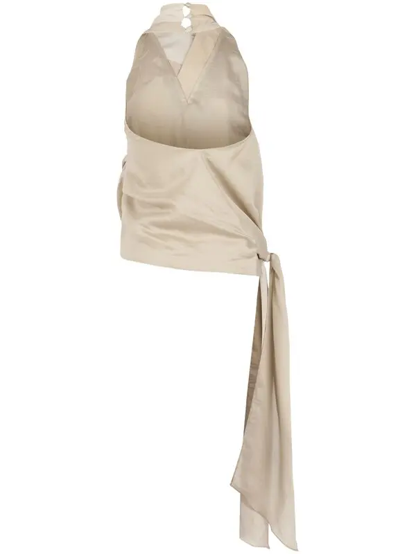 ENTIRE STUDIOS Halterneck Tie-front Top With Asymmetrical Hem - 6311