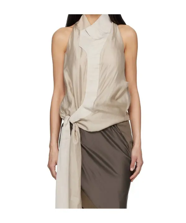 ENTIRE STUDIOS Halterneck Tie-front Top With Asymmetrical Hem - 6311