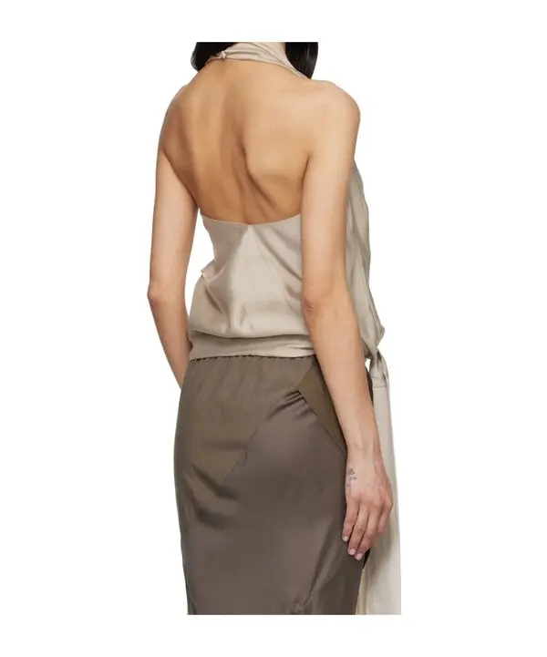 ENTIRE STUDIOS Halterneck Tie-front Top With Asymmetrical Hem - 6311