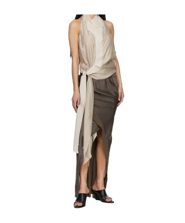 ENTIRE STUDIOS Halterneck Tie-front Top With Asymmetrical Hem - 6311