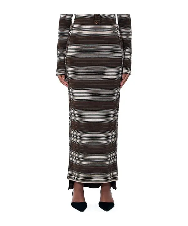 KNWLS Striped Knit Midi Skirt