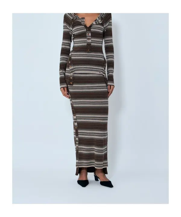 KNWLS Striped Knit Midi Skirt
