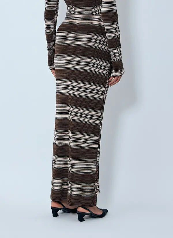 KNWLS Striped Knit Midi Skirt