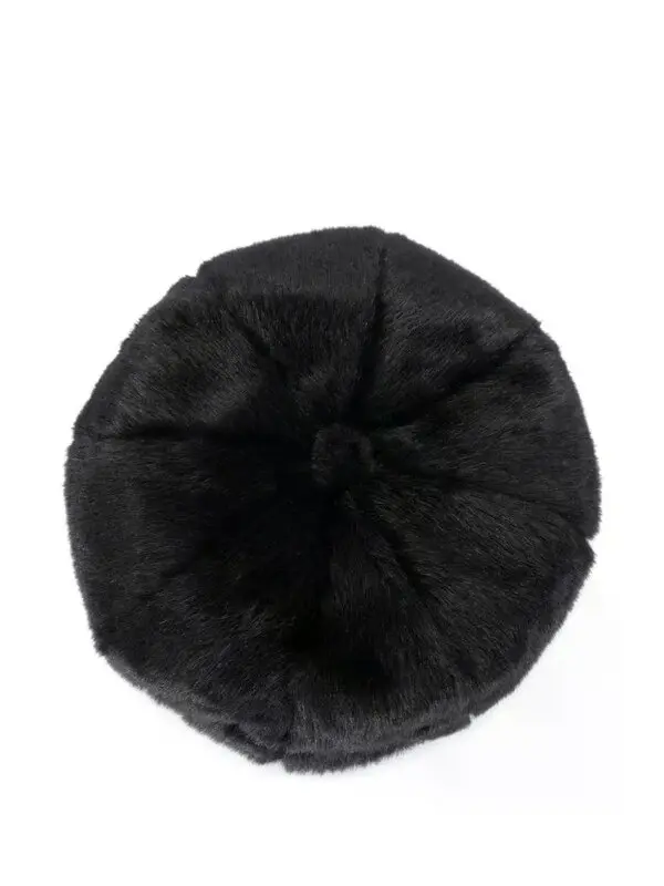 BASICKS Faux-fur Embroidered-logo Beret
