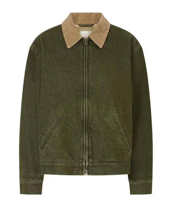 Aimé Leon Dore Corduroy-trimmed Denim Jacket - Green