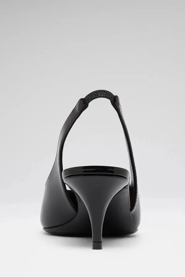 Amina Muaddi Patent Leather Slingback Heels - Black