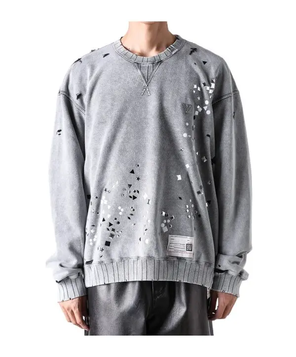 Mihara Yasuhiro Embellished Distressed Sweatshirt - Grey
