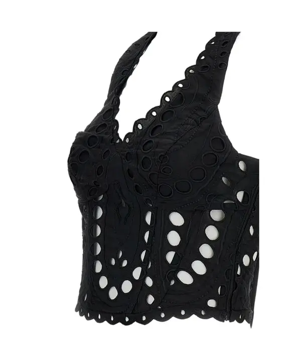 Charo Ruiz Ibiza Openwork Tie-neck Camisole Top