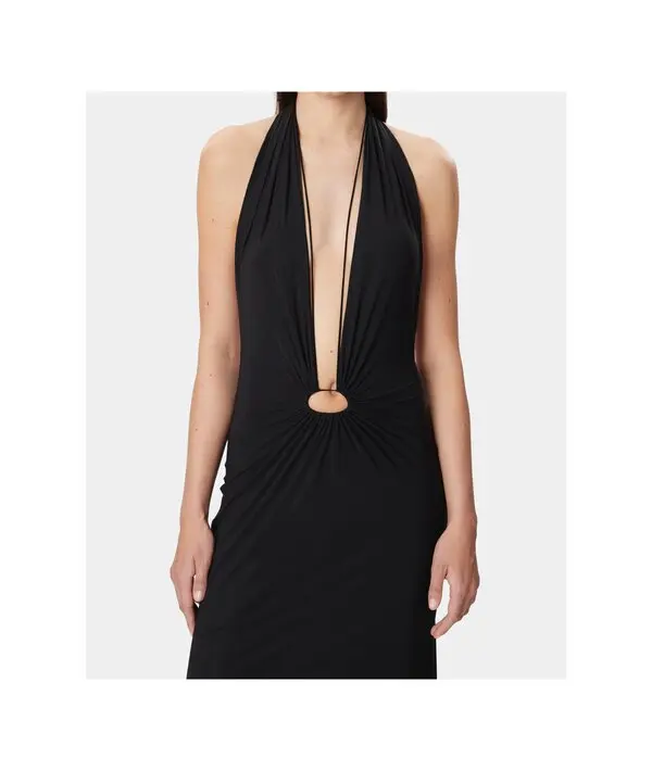 AMAZUIN Sleeveless Plunging Neck Maxi Dress