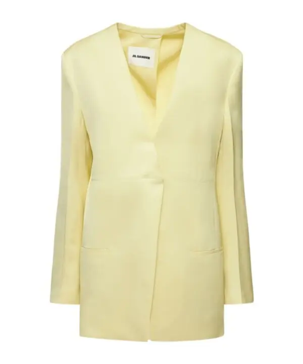 JIL SANDER Fluid Twill Open Back Blazer - Yellow