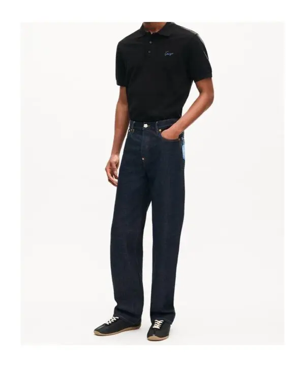 Kenzo Logo Signature Embroidered Slim Polo Shirt - Black