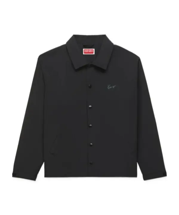 Kenzo Signature Light Coach Jacket In Cotton Nylon - Black