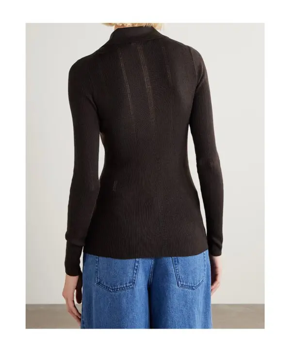 Gabriela Hearst Long-sleeve Knit Polo Shirt - Chocolate-colored