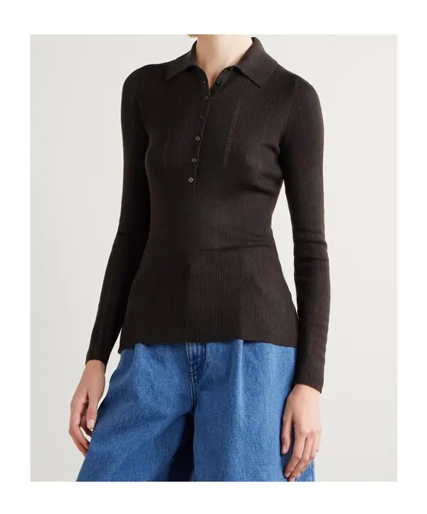 Gabriela Hearst Long-sleeve Knit Polo Shirt