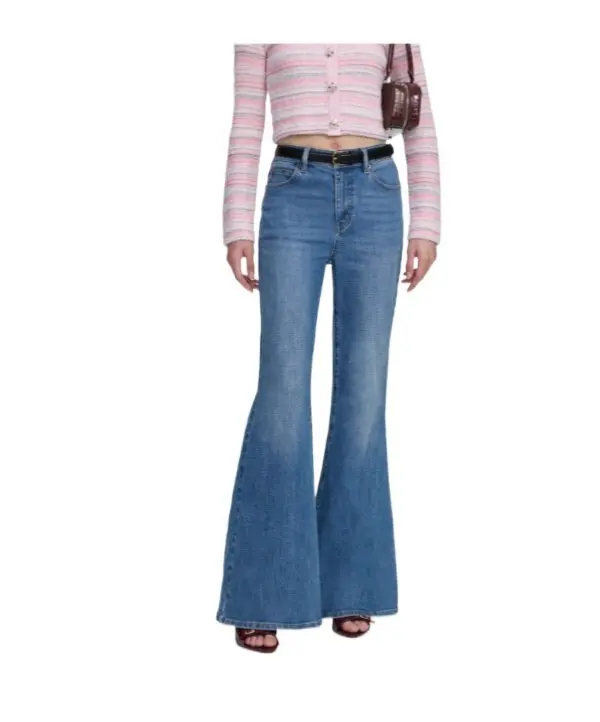 SELF-PORTRAIT High-waist Flared Jeans - Medium Blue