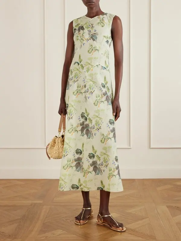 DÔEN Adelana Printed Ramie Midi Dress - No