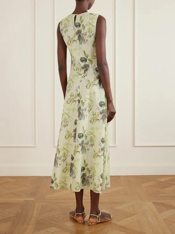 DÔEN Adelana Printed Ramie Midi Dress - No