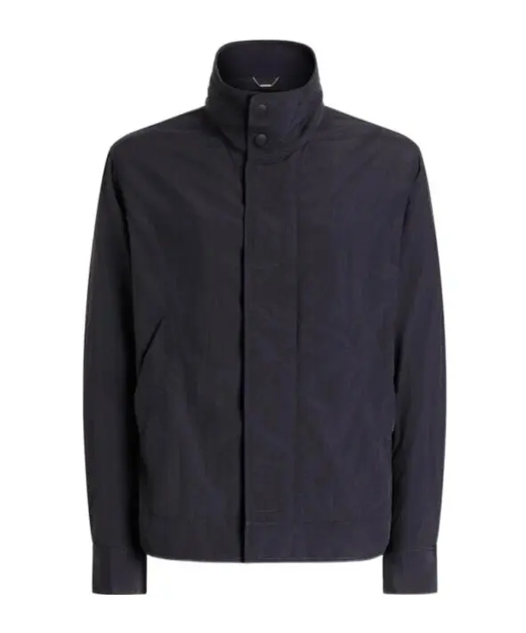 Dolce & Gabbana High Neck Jacket With Logo Patch - Black