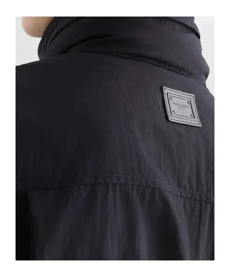 Dolce & Gabbana High Neck Jacket With Logo Patch - Black