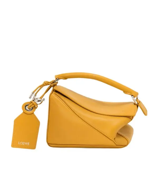 Loewe Mini Puzzle Leather Tote Bag - Mustard-colored