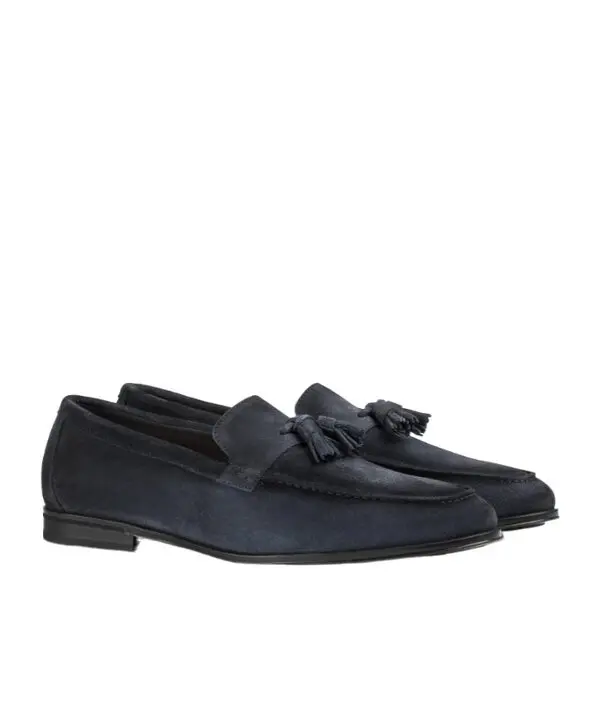 DOUCAL'S Suede Loafers With Tassels - Blue