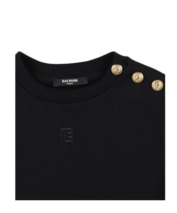 Balmain Cotton Top With Embroidered Logo And Button Details