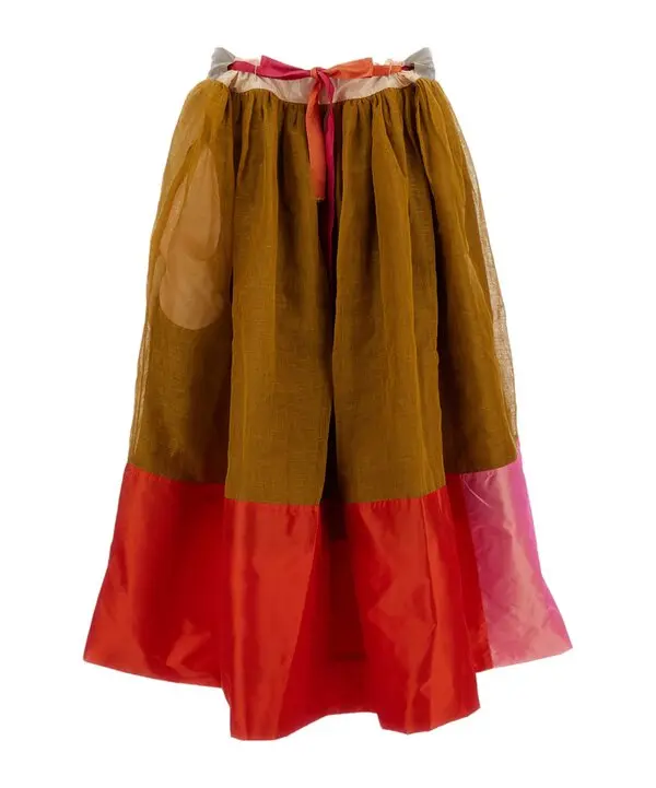 DANIELA GREGIS Patchwork Midi Skirt - Brown