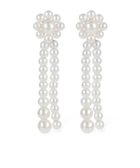 Sophie Bille Brahe Pearl Dangle Earrings - White