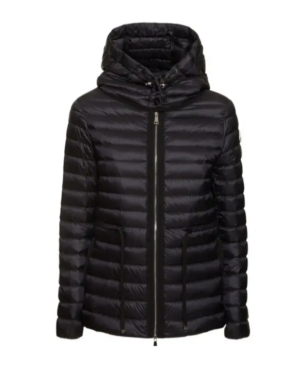 Moncler Raie Short Down Jacket With Drawstring Waist And Logo Patch