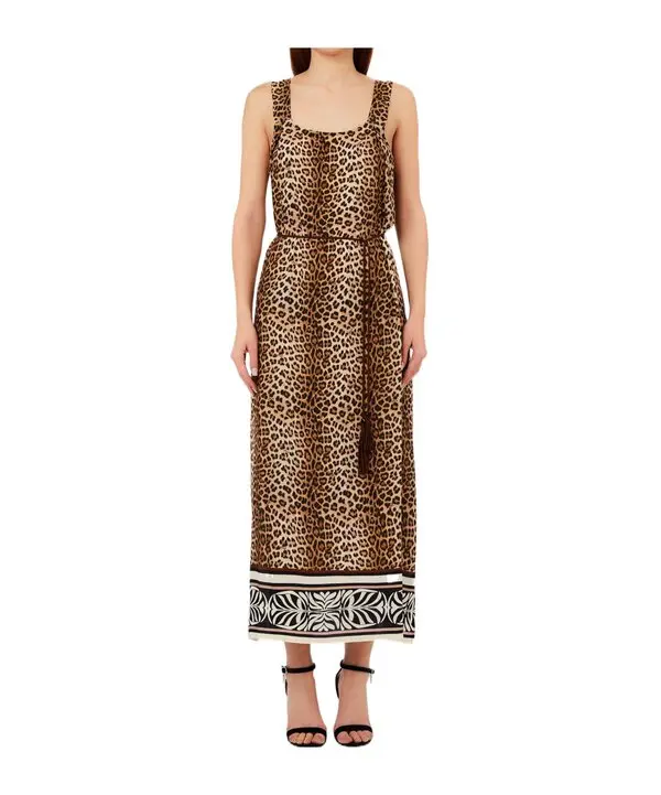 Liu Jo Sleeveless Leopard Print Tasseled Dress
